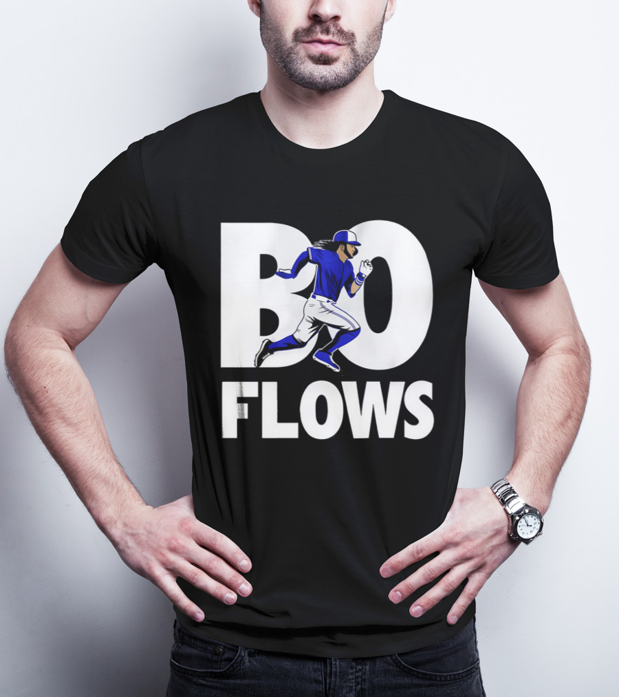 Bo Flows Running Baseball Player In Blue Uniform T-Shirt