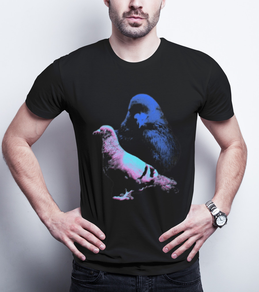 It's Just A Pigeon Neon Duo Bold Colors Contrast T-Shirt