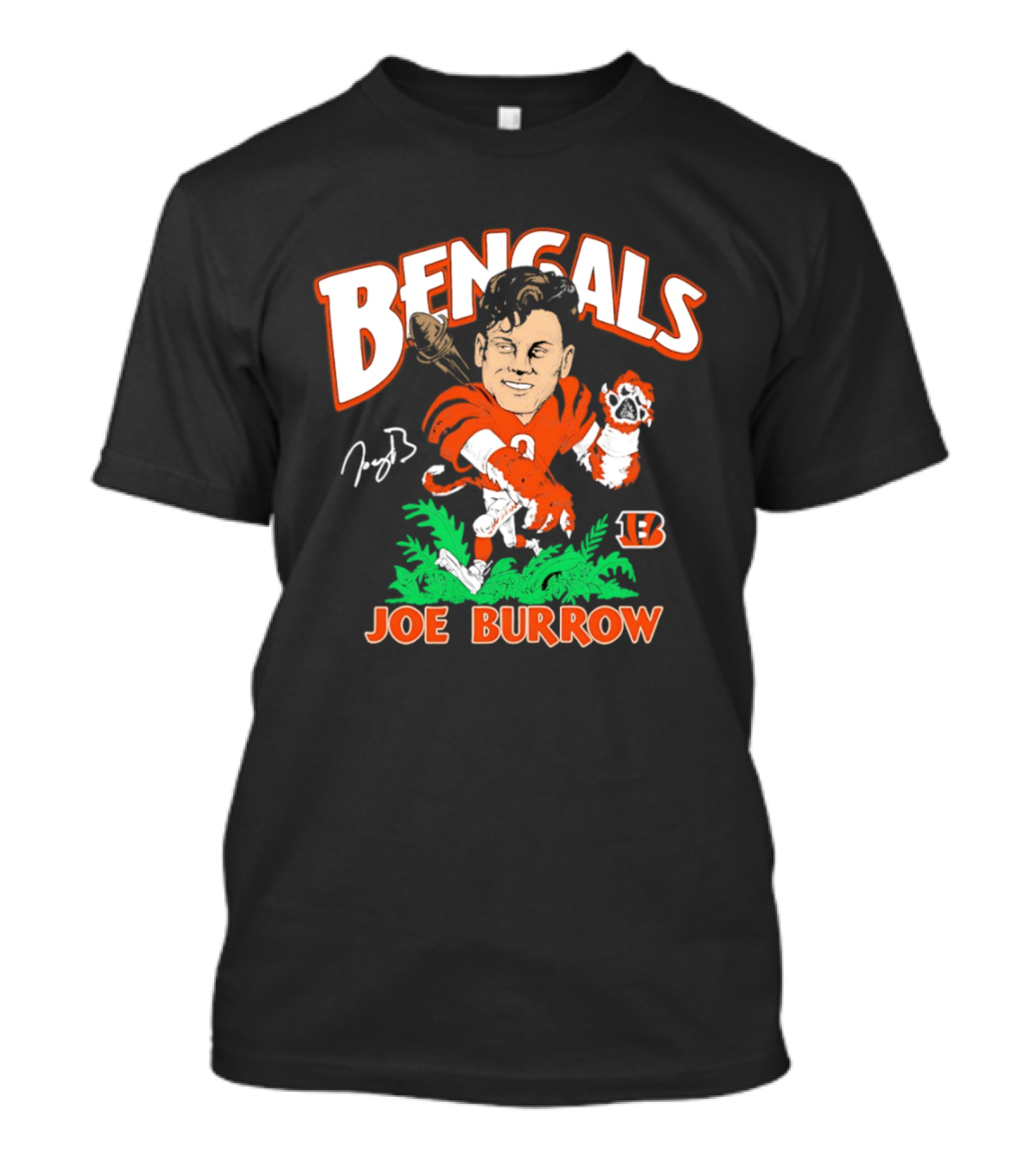 Bengals Joe Burrow Caricature Football T-Shirt