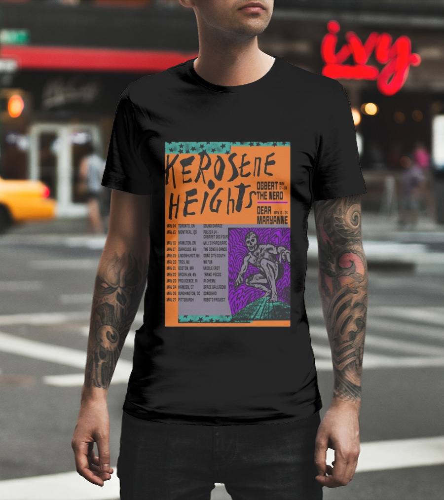 Kerosene Heights Tour 2026 Ogbert The Nerd Dear Maryanne Concert Dates And Locations T-Shirt