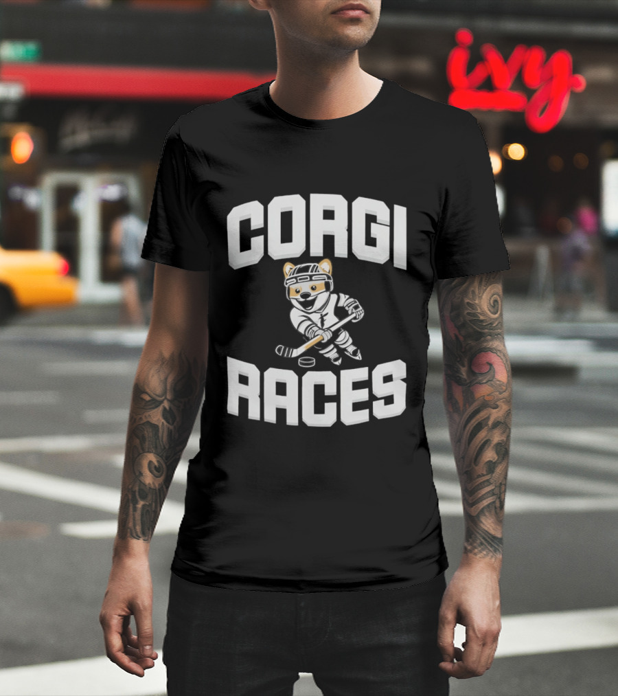 Fargo Force 2026 Corgi Ice Hockey Races T-Shirt