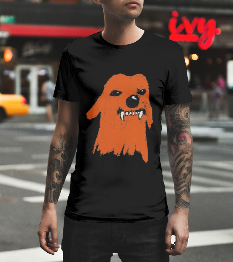 Small Grumpy Orange Dog With Fangs T-Shirt