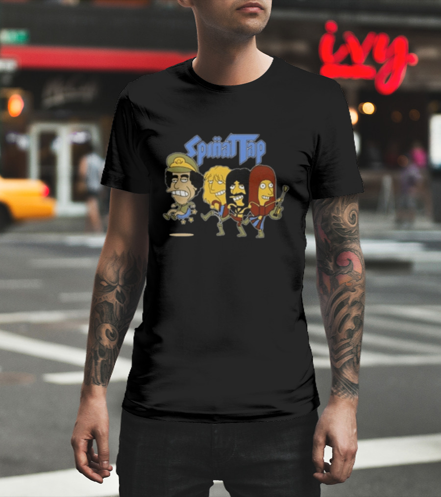 Spinattap 1992 World Tour London Paris Munich Springfield Gaddafi Cartoon Characters T-Shirt