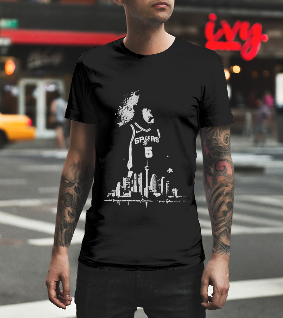 Stephon Castle Spurs Jersey San Antonio Skyline Basketball T-Shirt