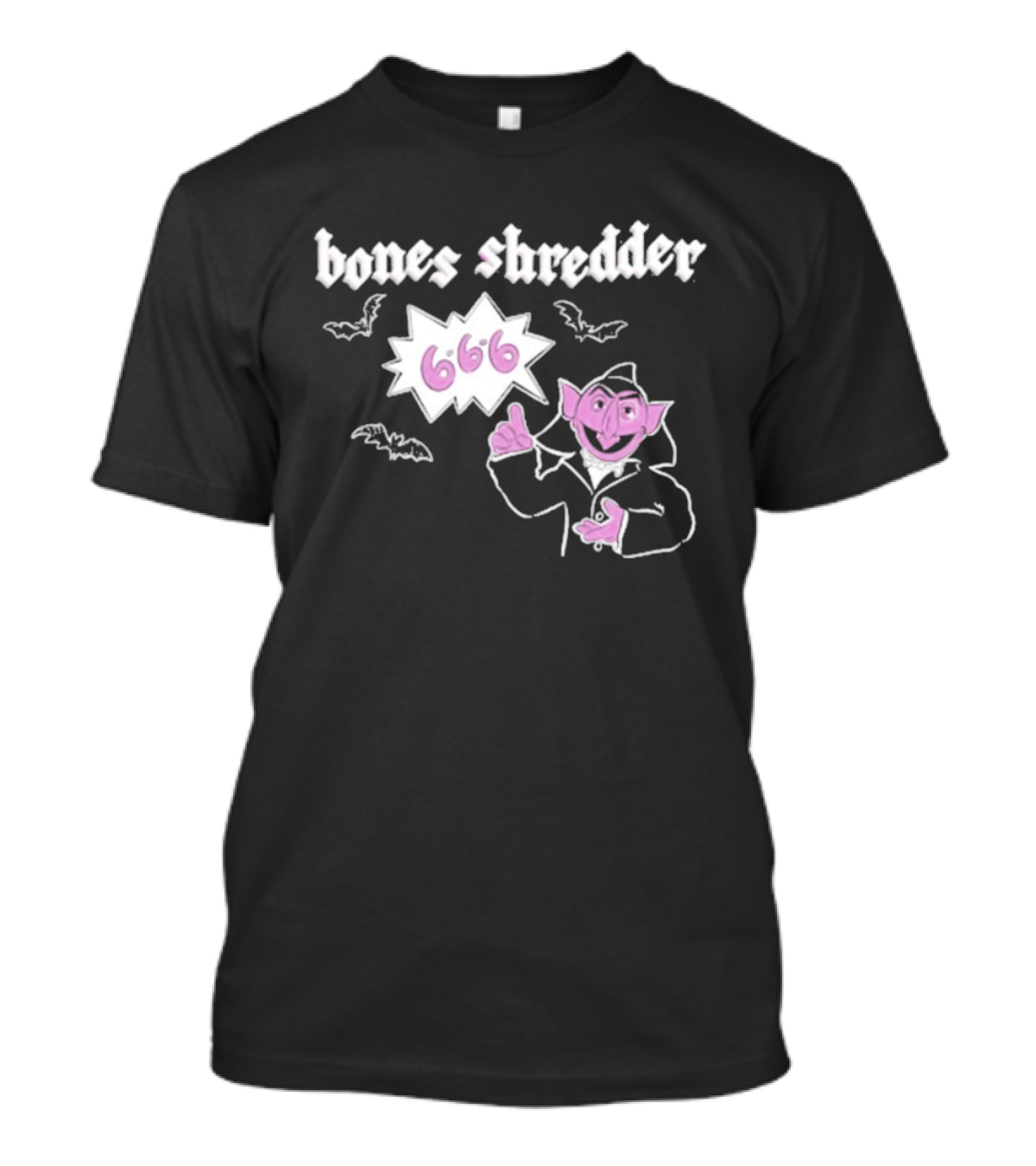 Bones Shredder Vampire Count 666 Halloween Bats T-Shirt