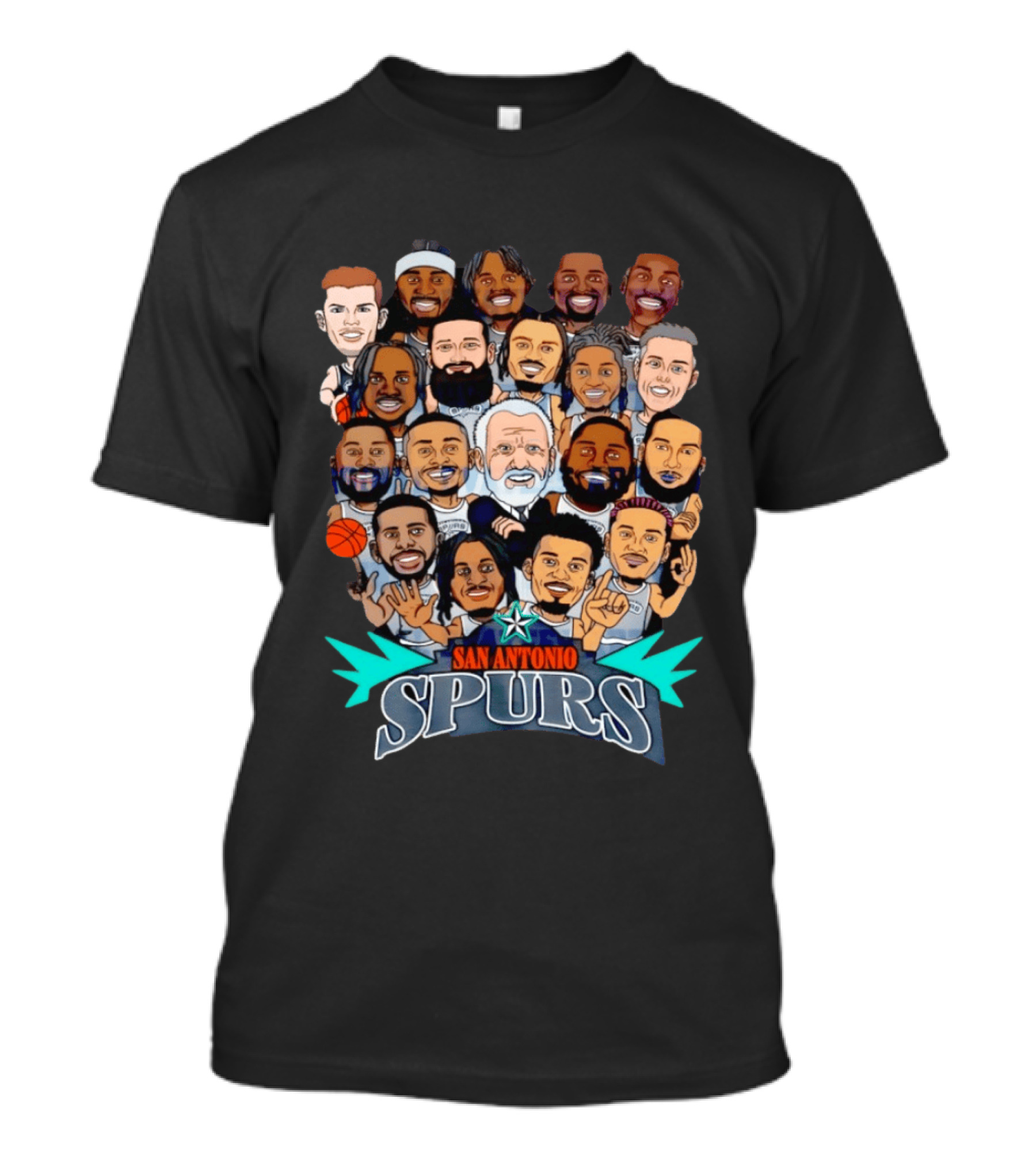 San Antonio Spurs Caricature Team Roster 2026 T-Shirt