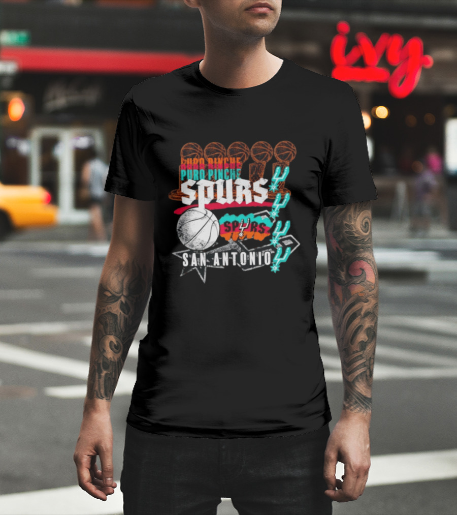 San Antonio Spurs Puro Pinche Basketball Trophy Icons And 90s T-Shirt