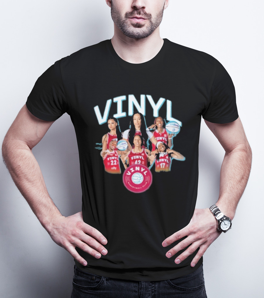 Vinyl Basketball Club Player Team Spirit With Basketball Stars T-Shirt
