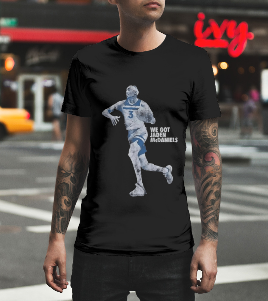 Jaden McDaniels Timberwolves Basketball Star Number 3 T-Shirt
