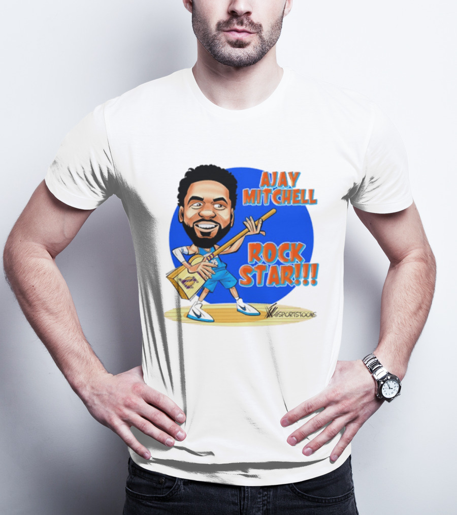 Ajay Mitchell Oklahoma City Thunder Rock Star Basketball Caricature T-Shirt