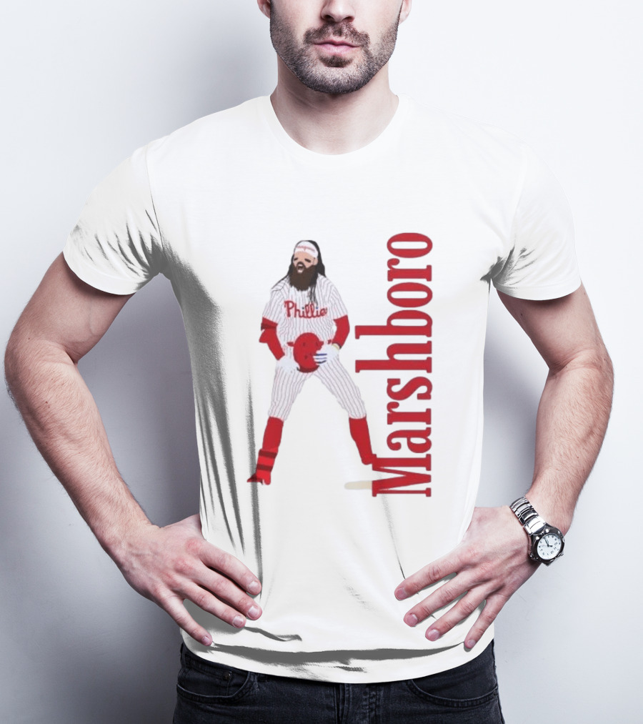 Brandon Marshboro Phillies Player Uniform Red Vertical T-Shirt