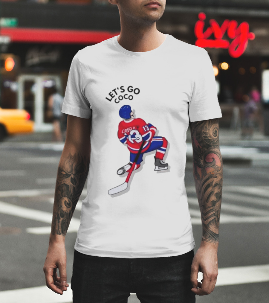 Caufield 13 Let's Go Coco Montreal Canadiens Hockey Player T-Shirt