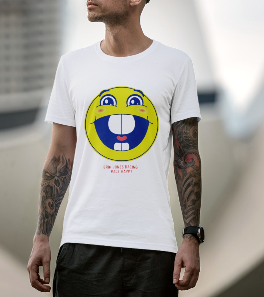Erik Jones Racing Race Happy Yellow Smiley Face T-Shirt