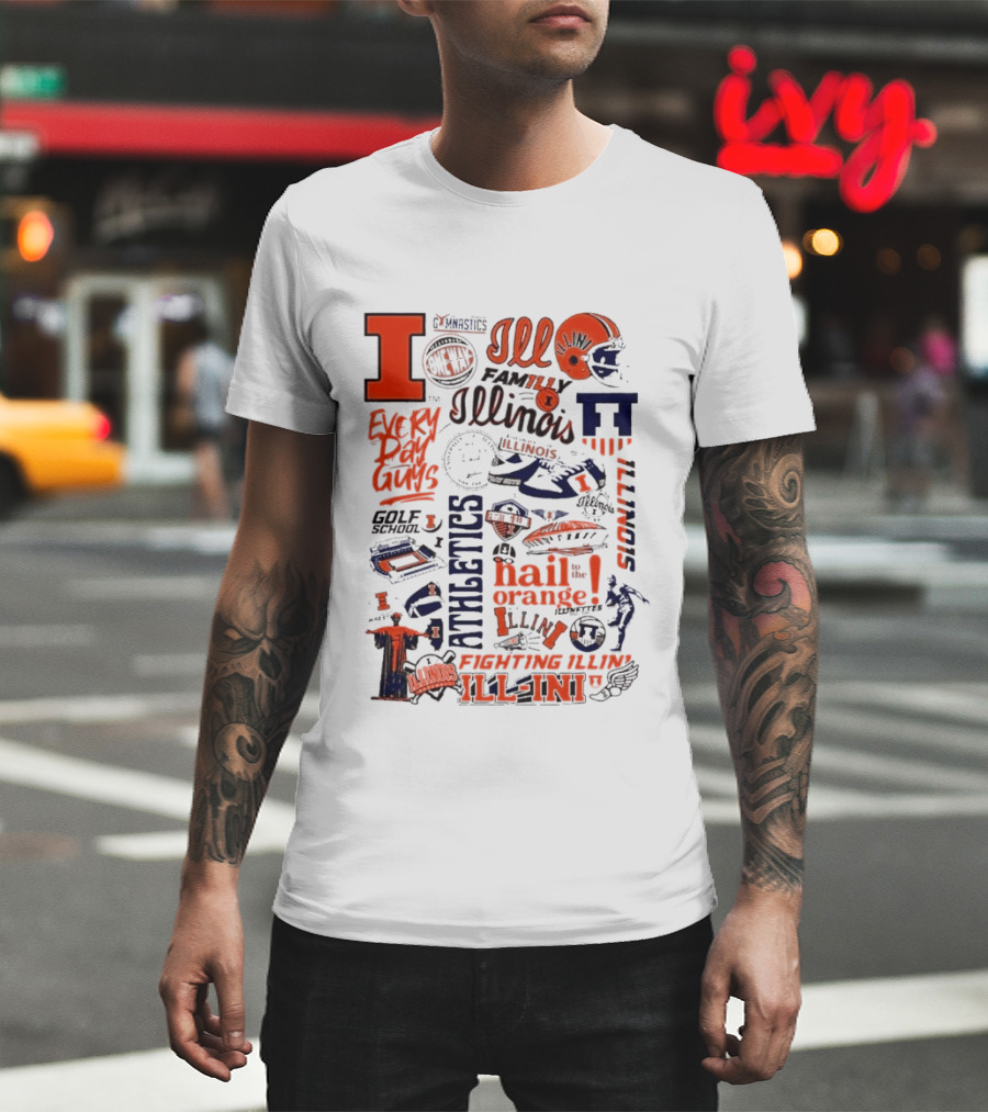 Illinois Fighting Illini Athletics Symbols Illini Orange Blue Football Basketball Golf Illini Till I Die T-Shirt
