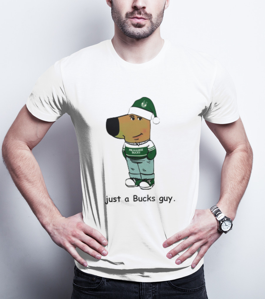 Milwaukee Bucks Chill Holiday Dog Character Just A Bucks Guy T-Shirt