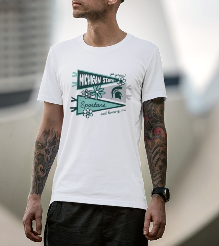 Michigan State Spartans Pennant East Lansing MI Flowers T-Shirt