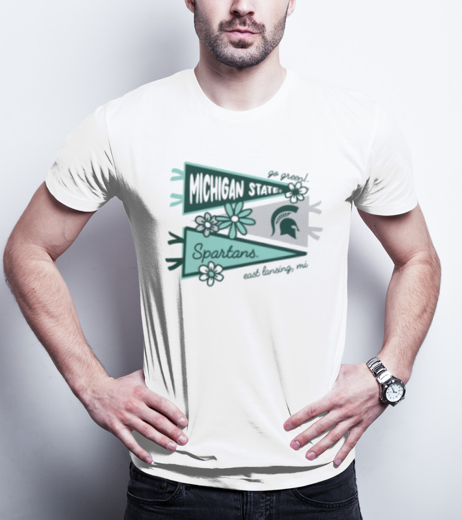 Michigan State Spartans Pennant East Lansing MI Flowers T-Shirt
