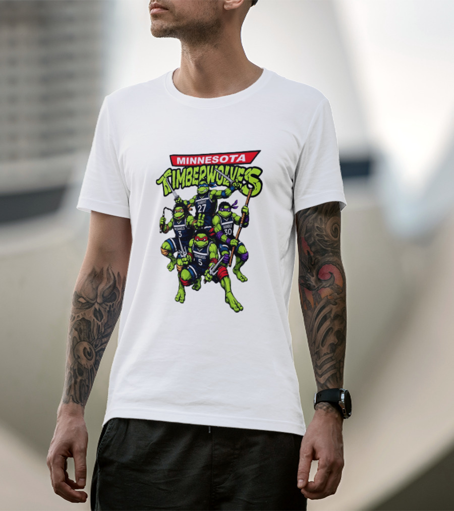 Minnesota Timberwolves Ninja Turtles Crossover Edwards Gobert Randle McDaniels T-Shirt