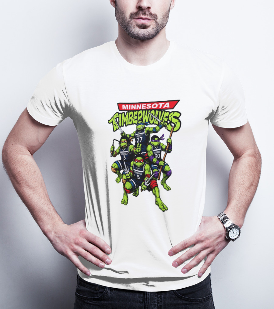 Minnesota Timberwolves Ninja Turtles Crossover Edwards Gobert Randle McDaniels T-Shirt