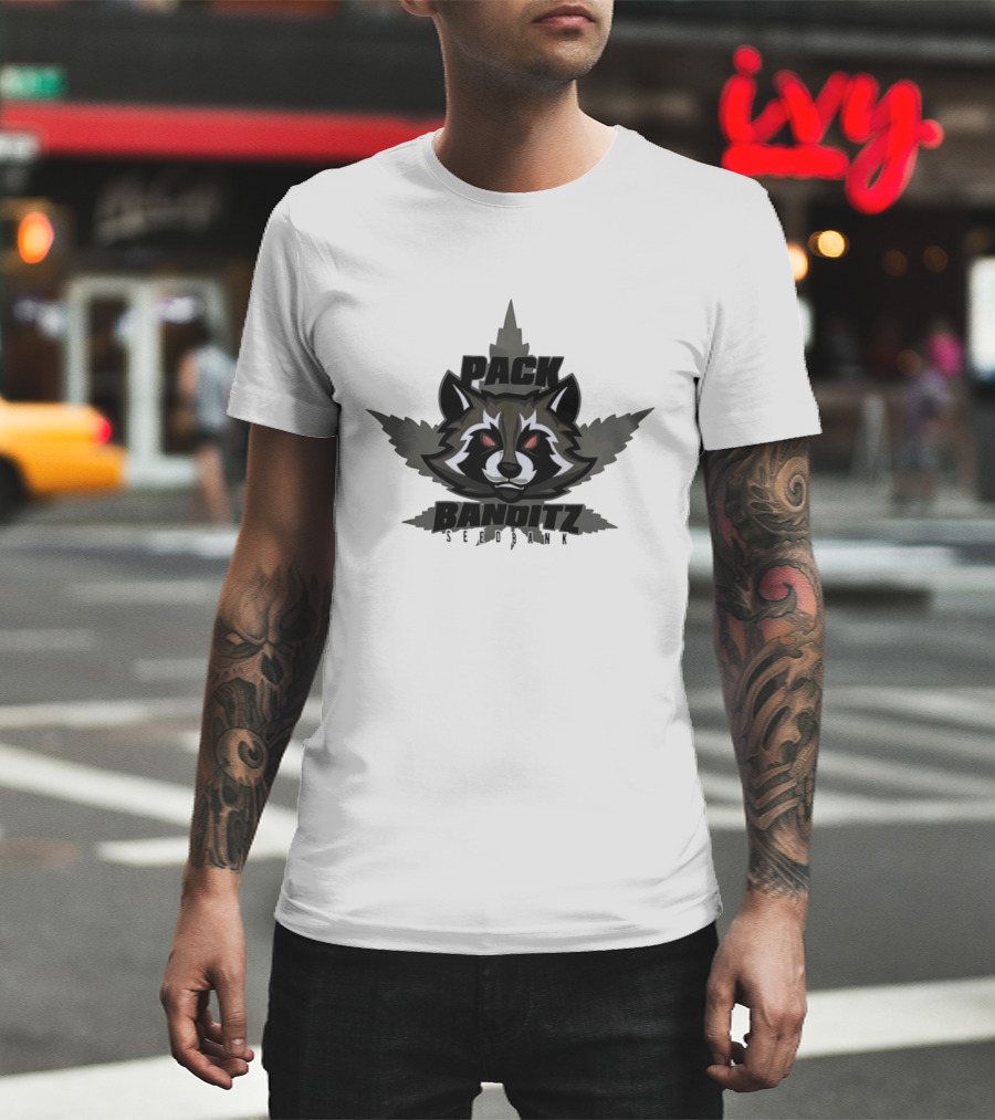 Pack Banditz Seed Bank Raccoon Weed Leaf T-Shirt