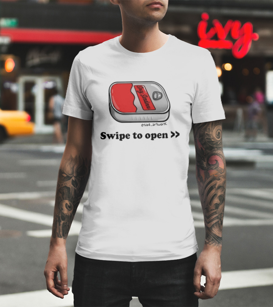 Spicy Sardines Swipe To Open Can Print T-Shirt