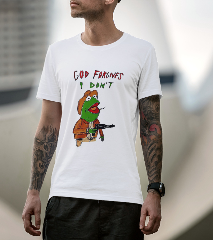 Yeehaw Kermit God Forgives I Don't Cowboy Humor T-Shirt