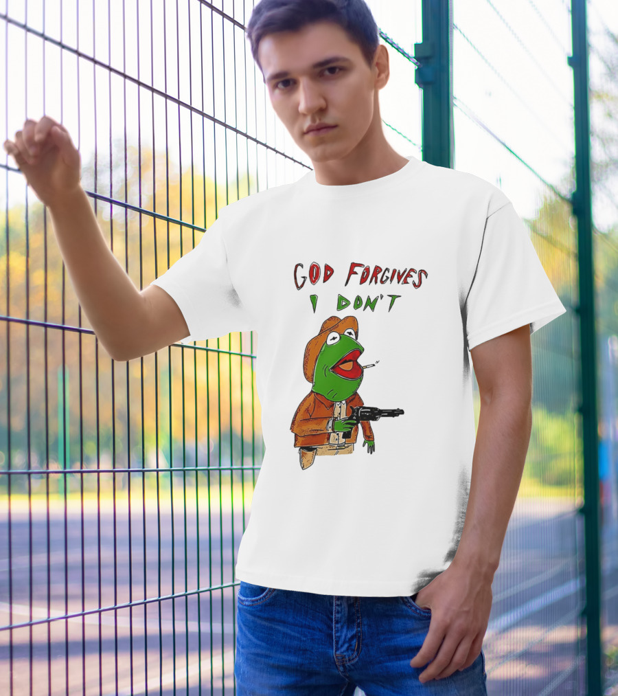 Yeehaw Kermit God Forgives I Don't Cowboy Humor T-Shirt