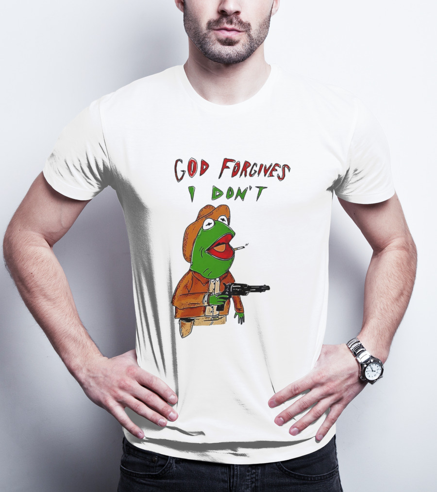 Yeehaw Kermit God Forgives I Don't Cowboy Humor T-Shirt