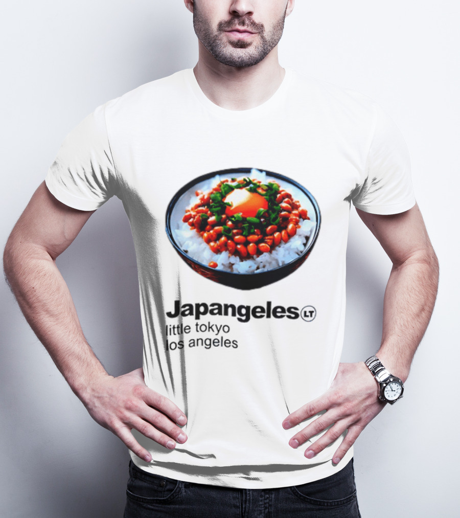 Japangeles Little Tokyo Los Angeles Natto Gohan Bowl With Egg And Scallions T-Shirt