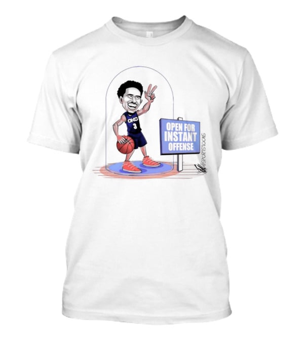 Jared McCain Number 3 Peace Sign Basketball Open For Instant Offense T-Shirt