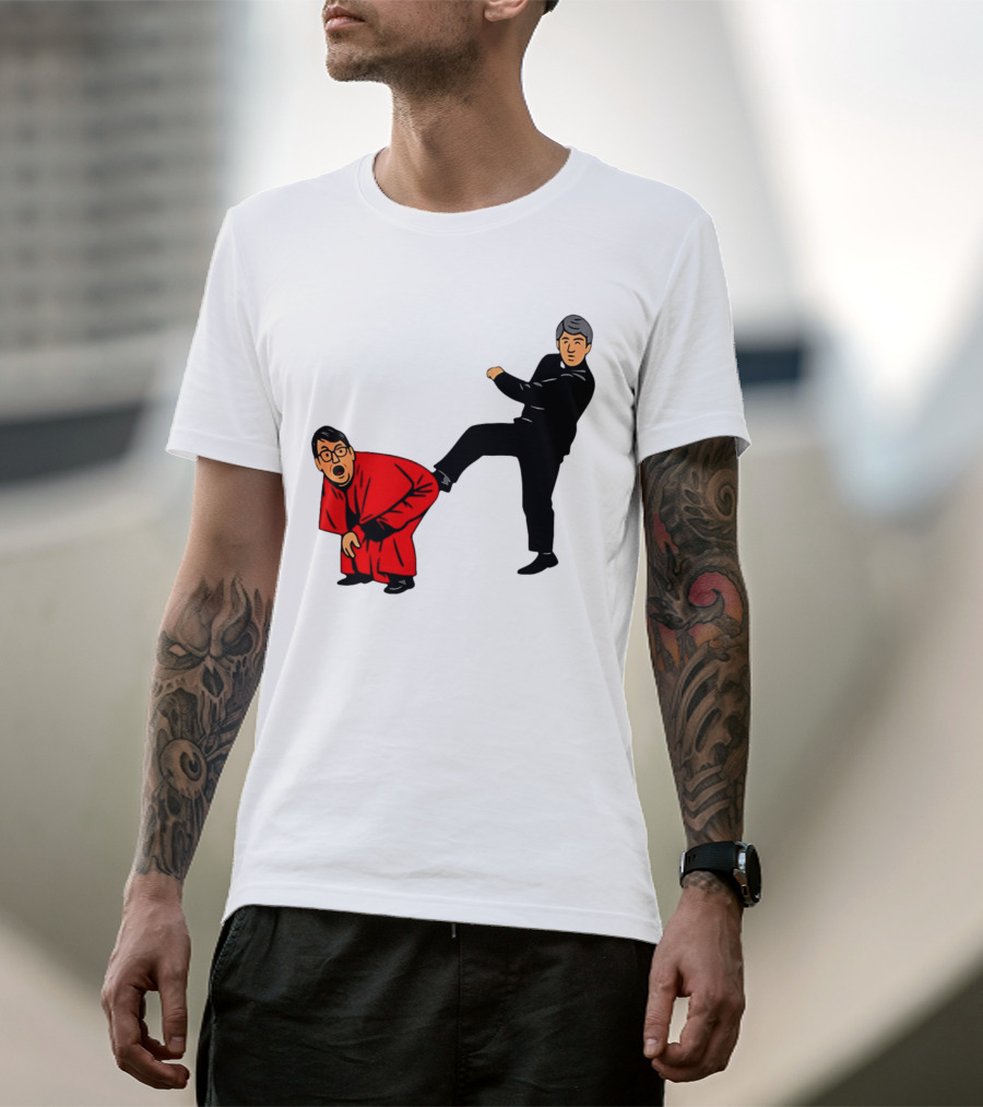 Kicking Random Man Up The Arse Funny Comic Scene T-Shirt