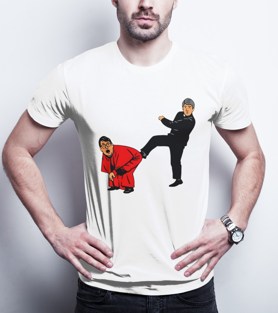 Kicking Random Man Up The Arse Funny Comic Scene T-Shirt