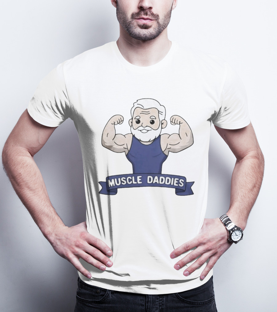 Muscle Daddies Muscular Cartoon Old Man Flexing T-Shirt