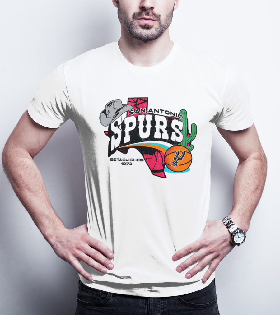 San Antonio Spurs 1973 Cactus Texas Basketball Cowboy Hat T-Shirt