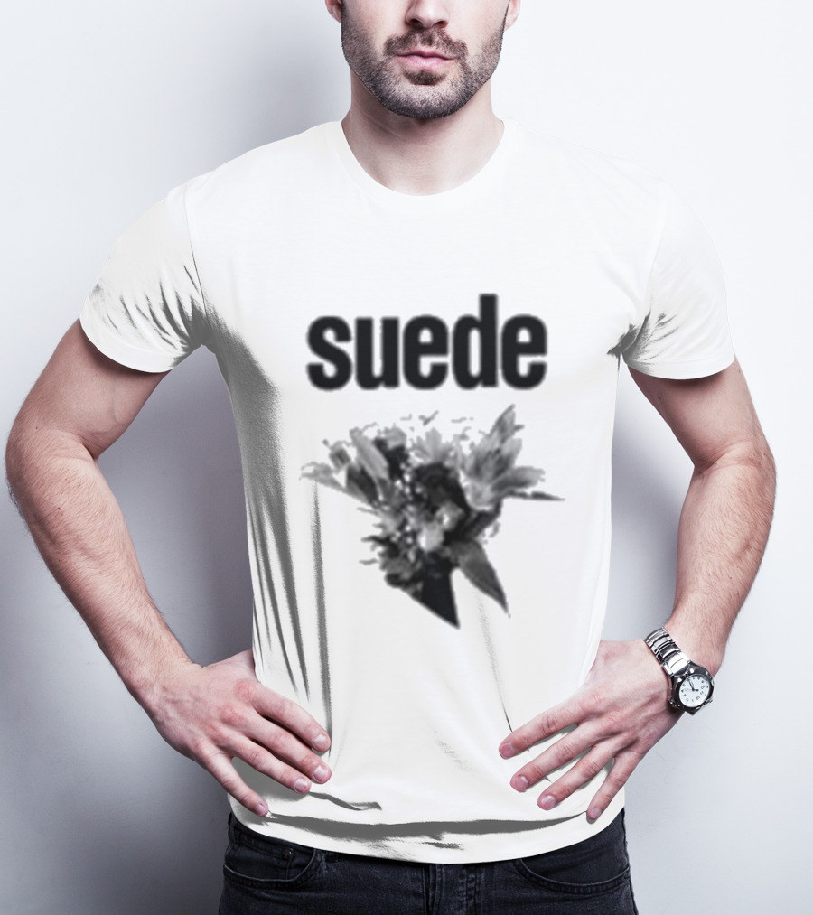 Suede Disintegrate Black And White Floral Explosion T-Shirt