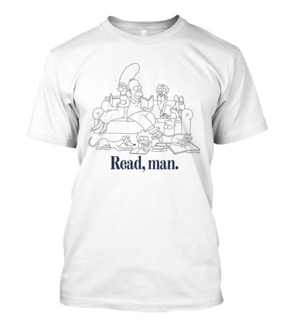 The Simpsons Read Man Family Couch Pose Reading Books T-Shirt