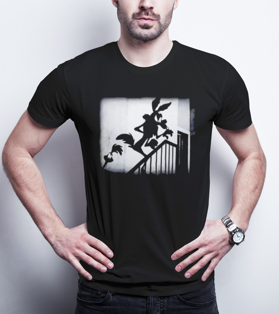 Wilesferatu Wile E. Coyote Road Runner Looney Tunes Silhouette Stairs T-Shirt
