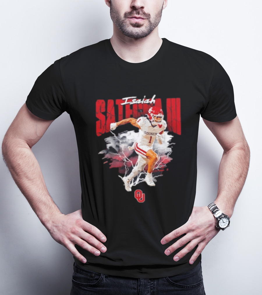 Oklahoma Sooners Isaiah Sategna III Lightning Burst Action T-Shirt