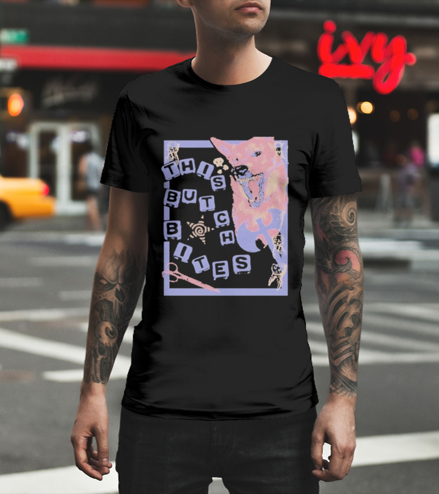 This Butch Bites Dog Retro Vibe Scissors And Blocks T-Shirt