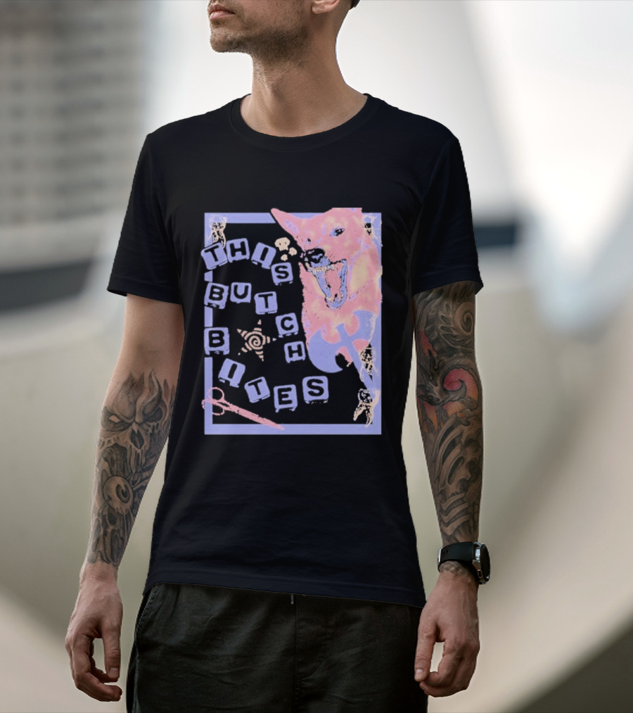 This Butch Bites Dog Retro Vibe Scissors And Blocks T-Shirt