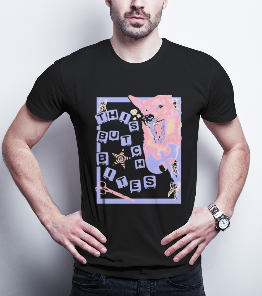 This Butch Bites Dog Retro Vibe Scissors And Blocks T-Shirt