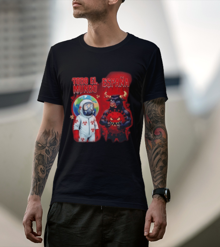 Todo El Mundo España Hantavirus 2026 Hazmat Bull And Virus T-Shirt