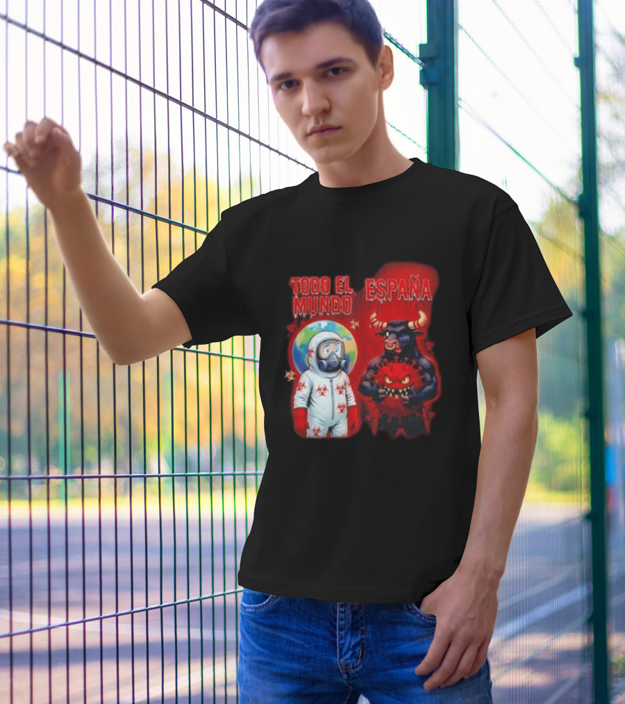 Todo El Mundo España Hantavirus 2026 Hazmat Bull And Virus T-Shirt