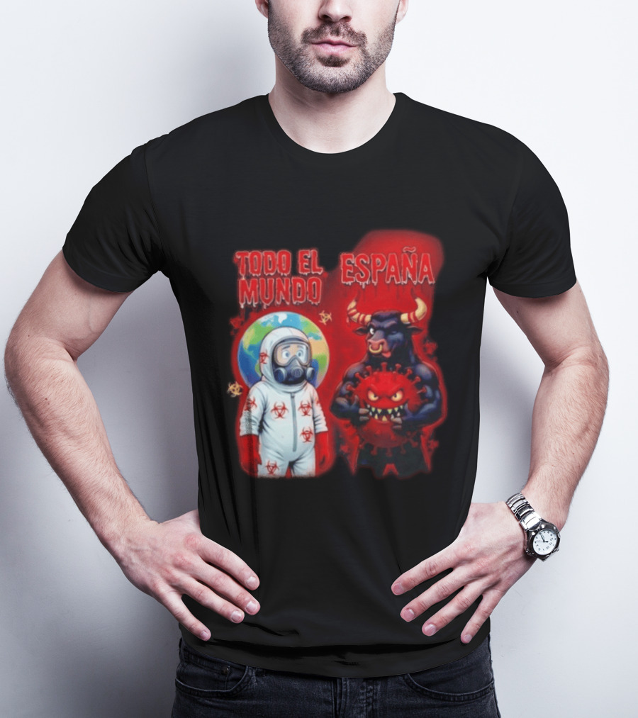 Todo El Mundo España Hantavirus 2026 Hazmat Bull And Virus T-Shirt