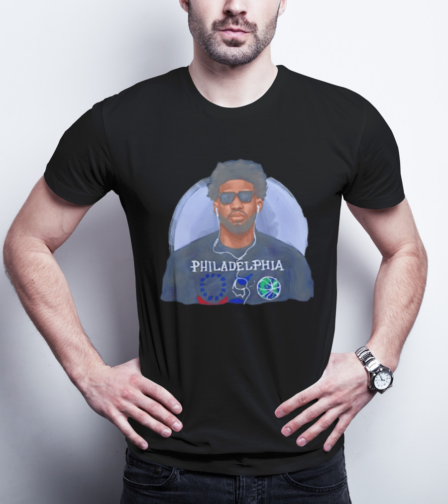 Philadelphia 76ers Joel Embiid Wearing Glasses NBA Basketball 2026 T-Shirt