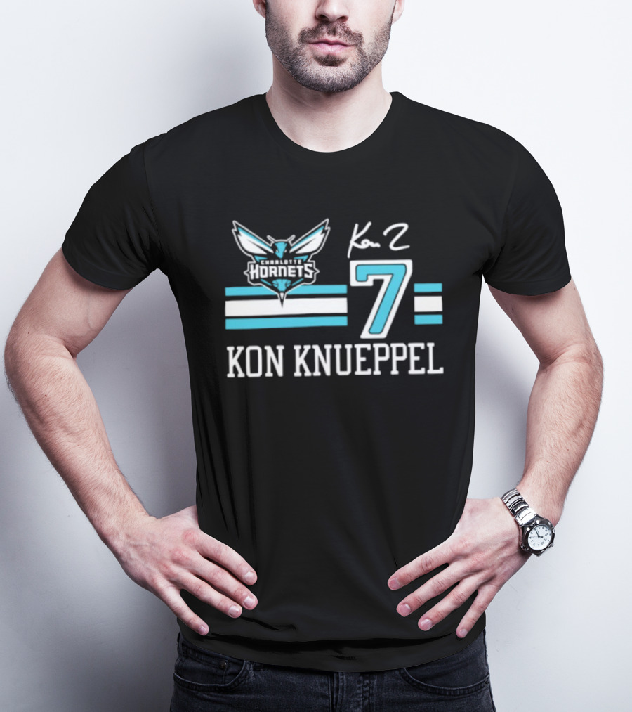 Kon Knueppel Charlotte Hornets 7 NBA 2026 Autographed T-Shirt