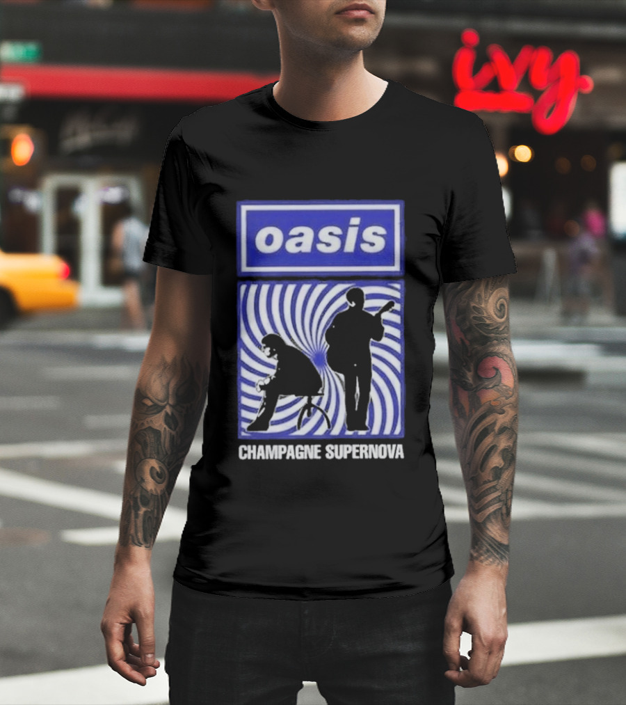 Oasis Champagne Supernova Band Silhouette Spiral T-Shirt