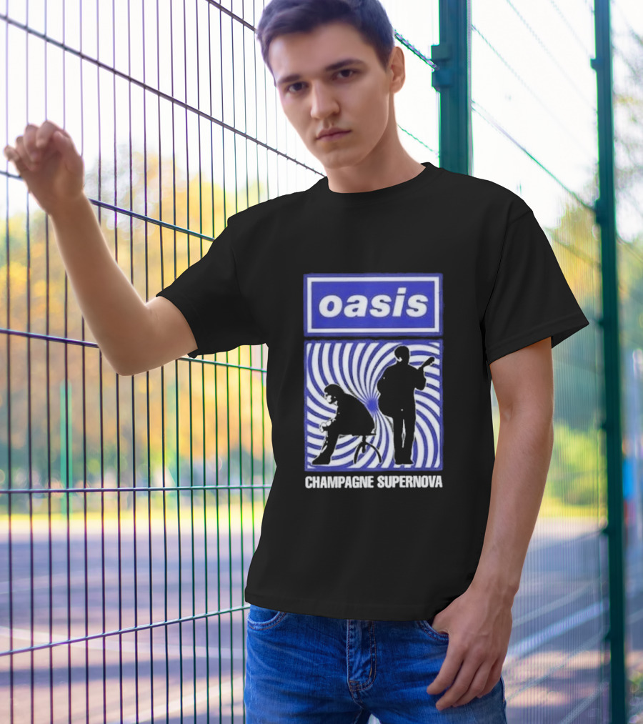 Oasis Champagne Supernova Band Silhouette Spiral T-Shirt