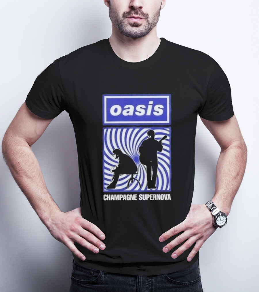 Oasis Champagne Supernova Band Silhouette Spiral T-Shirt