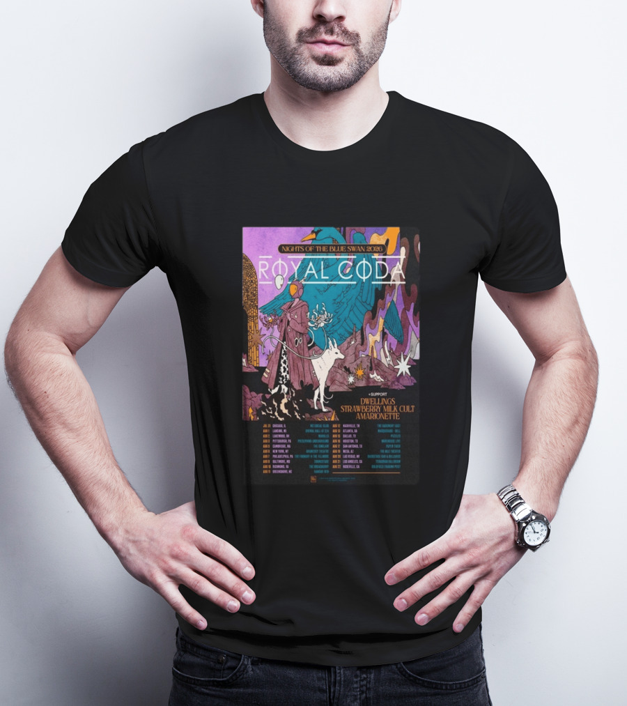 Nights Of The Blue Swan 2026 Royal Coda Tour Dates Dwelling Strawberry Milk Cult Amarionette T-Shirt